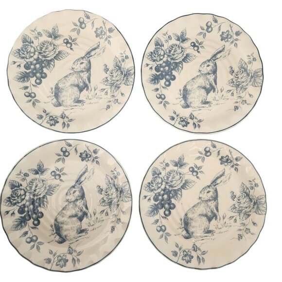 Maxcera | Dining | Maxcera Blue Toile Bunny Rabbit Luncheon Salad ...